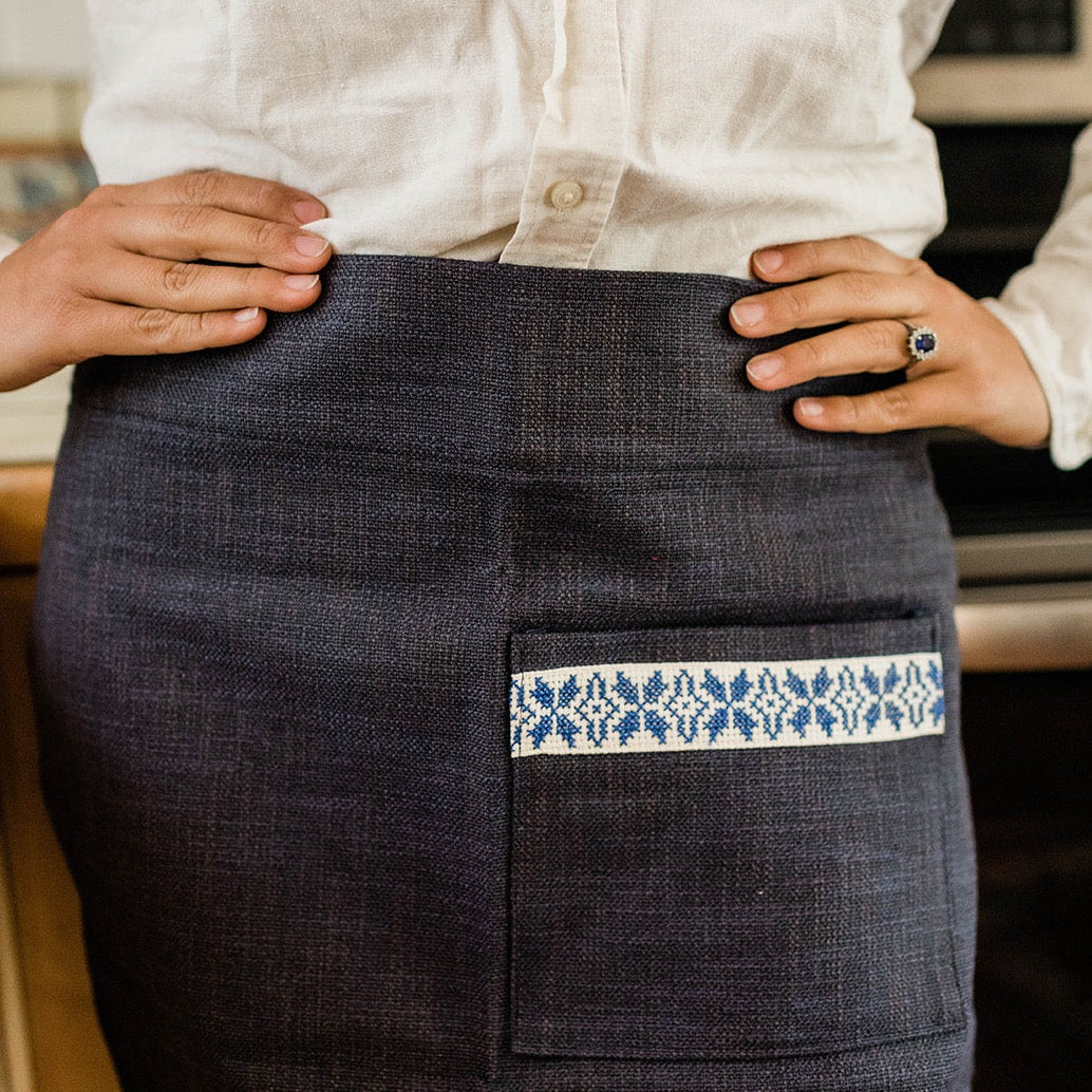 Blue Colored Kitchen Apron | Hand-Embroidered Kitchen Accessories | Darzah