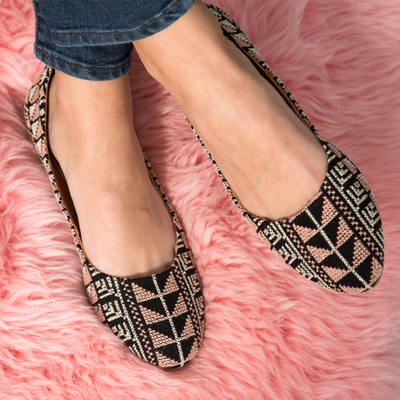 Tatreez Rose Pink Flat Shoe For Women– Darzah